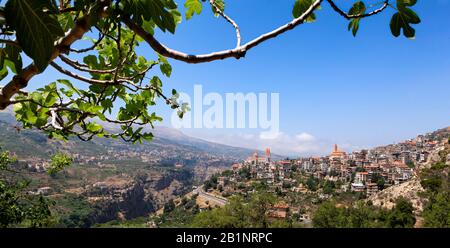 View of Bsharri (Bcharre), Mar Saba Cathedral, and Our Lady of Bsharri ...