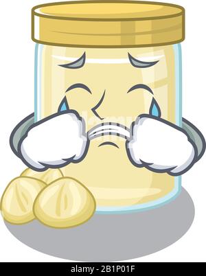 Peanut jar cartoon character with sad expression. Vector illustration ...