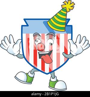 Cute and funny Clown shield badges USA cartoon character mascot style ...