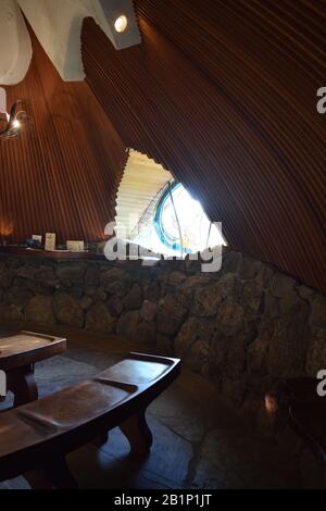 Interior of Sea Ranch Chapel, designed by James Hubbell, near Sea Ranch ...