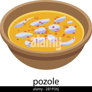Cartoon Pozole Mexican soup vector illustration. Traditional Mexican ...