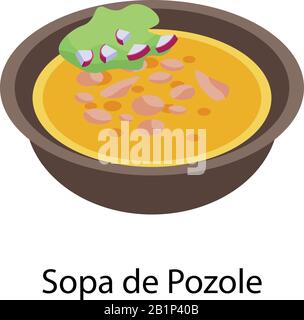 Cartoon Pozole Mexican soup vector illustration. Traditional Mexican ...