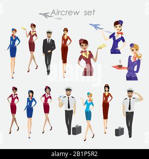 Flight crew cartoon Stock Vector Art & Illustration, Vector Image ...