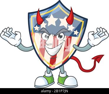 A cruel devil shield badges USA with star Cartoon character design ...