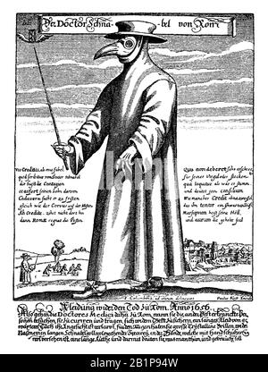 Plague doctor from 17th century, woodcut, historical engraving, 1880 ...