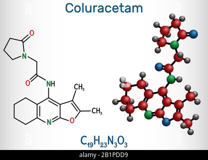 Coluracetam, BCI-540, C19H23N3O3 molecule. It is is a nootropic agent ...