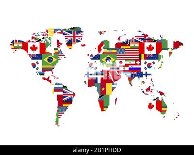 The flags of all countries of the world, all sovereign states recognized by UN, vector image ...