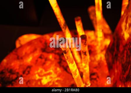 Molten magma hot lava with rods texture Stock Photo - Alamy