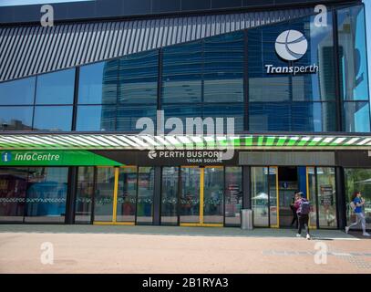 Transperth bus station seen in Perth, Western Australia during the day ...