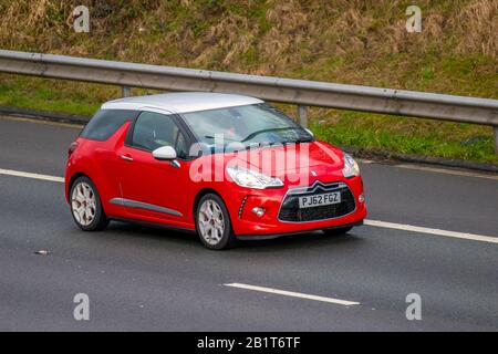 Red Citroen DS3 hatchback car side view isolated on white background ...