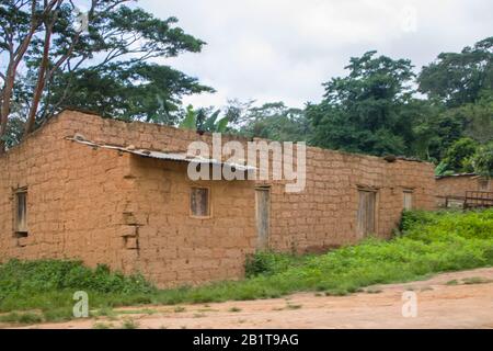Gabela / Kwanza Sul / Angola - 02 25 2020: View of traditional village ...