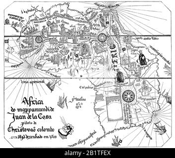 1500 map by Juan de la Cosa rotated Stock Photo - Alamy