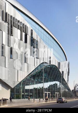 A general view of the Tottenham Hotspur logo on the stadium ahead of ...