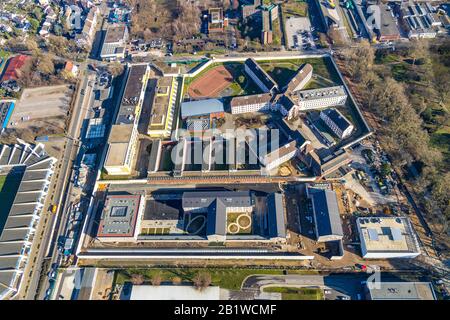 Aerial photo, prison, detention, JVA Werl prison with new roof, Werl ...