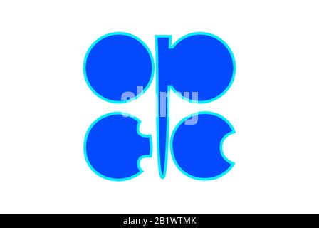OPEC, Organization of the Petroleum Exporting Countries. World map with ...