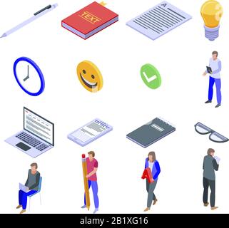 Copywriter icons set. Isometric set of copywriter vector icons for web ...