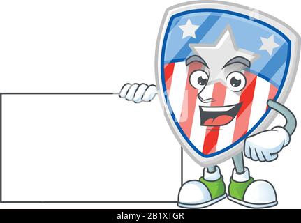 Cute funny shield badges USA cartoon character having a board Stock ...