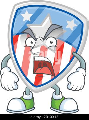 mascot cartoon design of shield badges USA with star having a bottle of ...