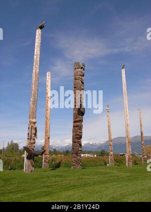 Face on totem pole Kispiox BC Stock Photo - Alamy