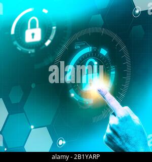 Display Showing Stages of Hacking in Progress: Exploiting Vulnerability, Executing and Granted ...