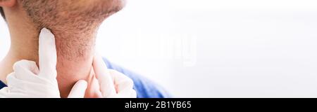 Doctor Performing Physical Exam Palpation Of The Thyroid Gland Stock ...