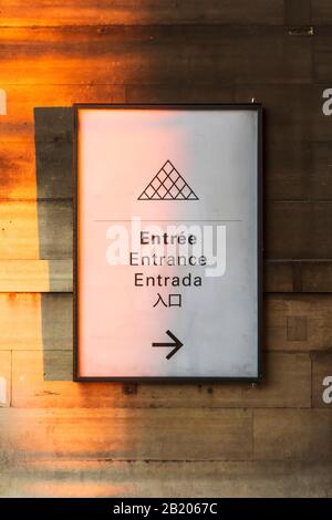 Entrance sign to the famous Louvre museum and gallery, Paris, France ...