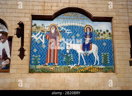 Mosaic of Mary and baby Jesus, Coptic orthodox monastery Syrian Deir al ...