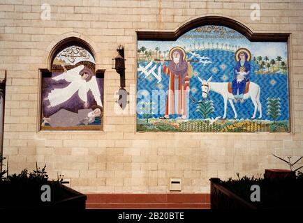 Mosaic of Mary and baby Jesus, Coptic orthodox monastery Syrian Deir al ...