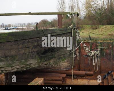 Lower Halstow, Kent, UK. 28th Feb, 2020. The remains of the last ...