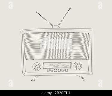 Vintage style radio vector sketch drawing Stock Vector Image & Art - Alamy