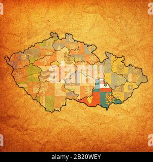 emblem of South moravian region on map with administrative divisions ...