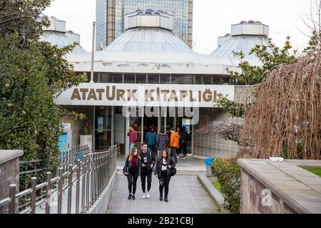 Exterior facade view of the Atatürk Library which is constructed by Koc ...
