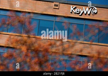 A logo sign outside of the headquarters of KeyW in Hanover, Maryland on ...