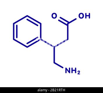 Phenibut anxiolytic and sedative drug molecule. Stylized skeletal ...
