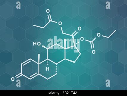 Prednicarbate corticosteroid drug molecule, illustration Stock Photo ...