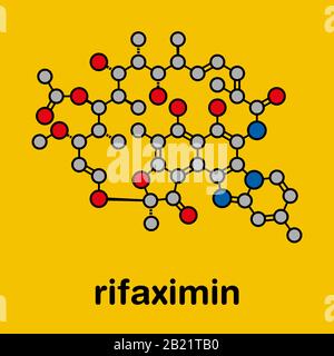 Rifaximin antibiotic drug molecule Stylized skeletal formula (chemical ...