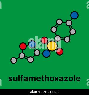 Sulfamethoxazole antibiotic drug molecule, illustration Stock Photo - Alamy