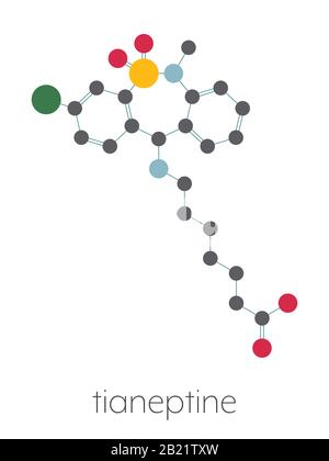 Tianeptine antidepressant drug molecule, illustration Stock Photo - Alamy