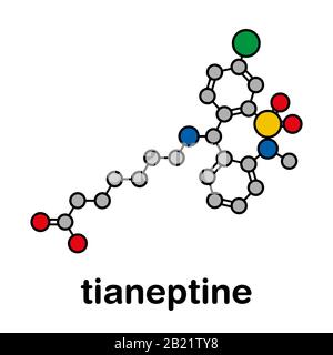 Tianeptine antidepressant drug molecule, illustration Stock Photo - Alamy