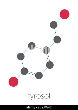 Tyrosol olive oil antioxidant molecule. 3D rendering. Atoms are ...