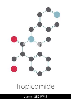 Tropicamide mydriatic eye drug molecule Stylized skeletal formula ...