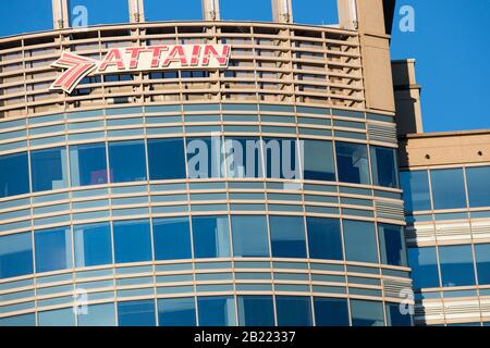 A logo sign outside of the headquarters of Attain Consulting Group in ...