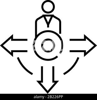 Multitasking position line icon, concept sign, outline vector ...