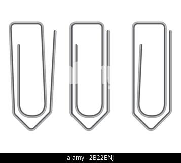 Three paper clips, illustration, vector on a white background Stock ...