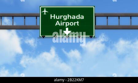 Hurghada Egypt Airport Highway Road Sign 3D Illustration Stock Photo ...