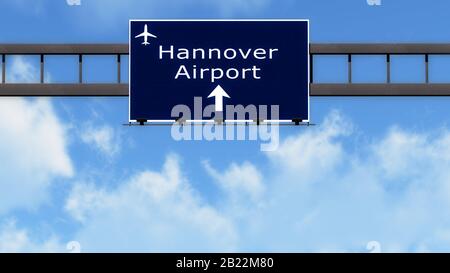 Hannover Germany Airport Highway Road Sign 3D Illustration Stock Photo ...