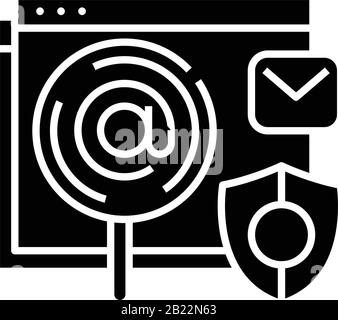 Email virus glyph icon, security and mail, spam sign vector graphics ...