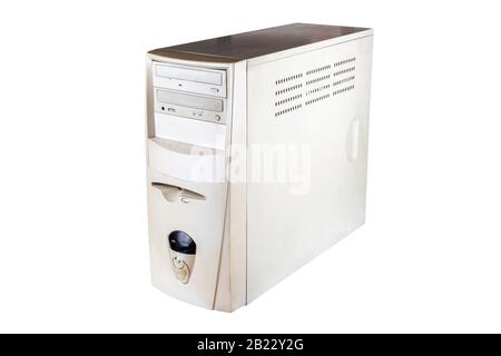 Old computer case isolated on white Stock Photo - Alamy