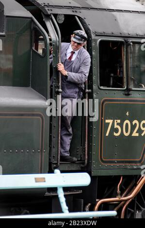 The steam locomotive, No: 75029 is ‘The Green Knight’ at Grosmont rail ...