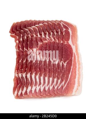 Rows of raw sliced smoked bacon isolated on white Stock Photo - Alamy
